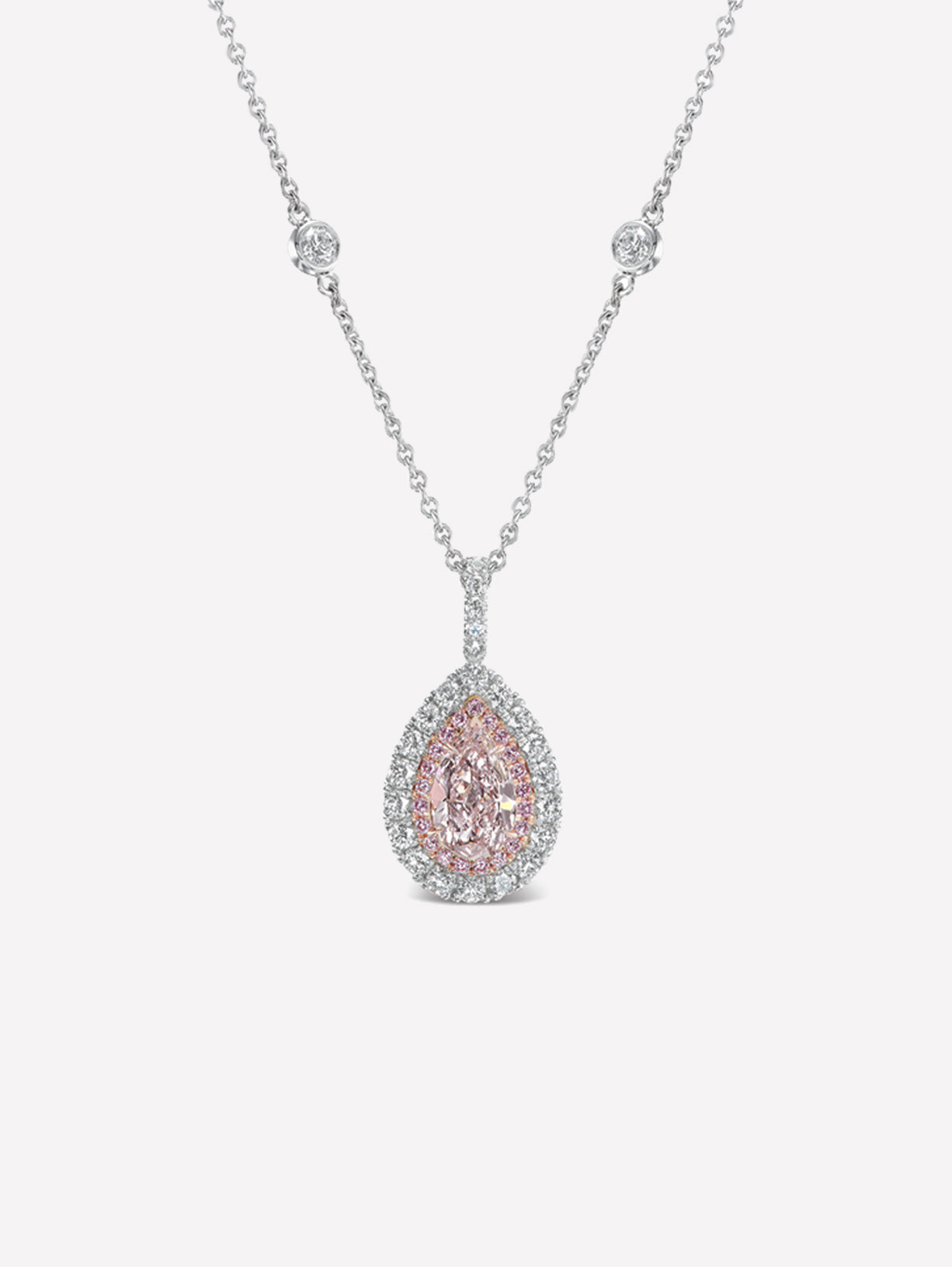 Pear Shape Pink Diamond Pendant by J FINE